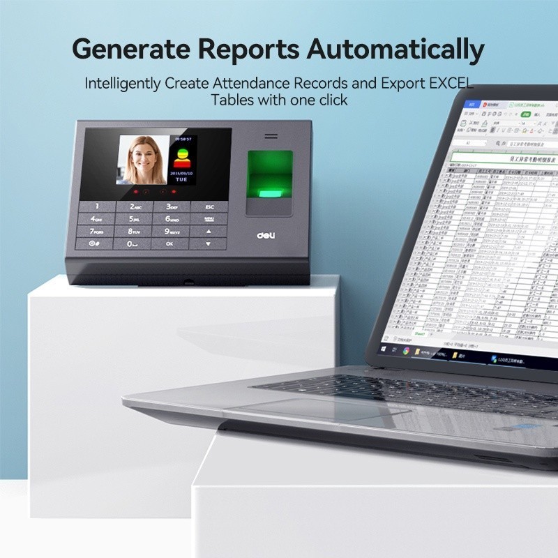Deli Biometrics Scanner Attendance 2.8'TFT Fingerprint + Face ...