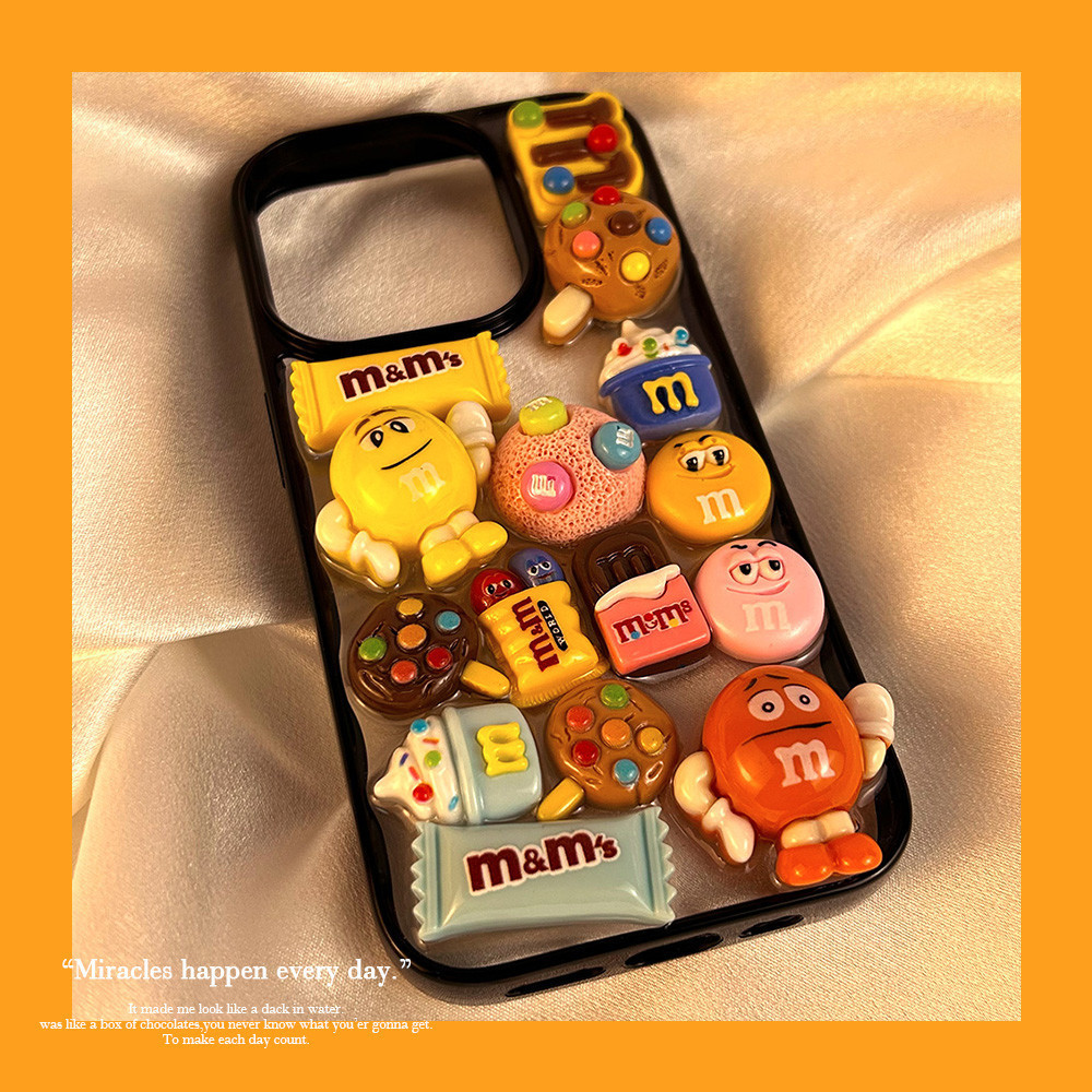 3D Glitter Cartoon M Bean Phone Case Compatible for IPhone 16 15 14 13 ...