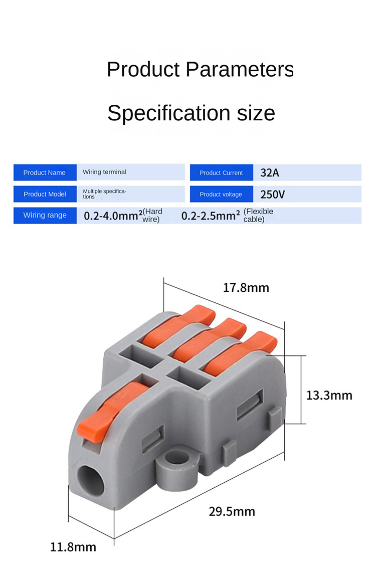 Fast Universal Compact Conductor Junction Box spring splice Terminal ...