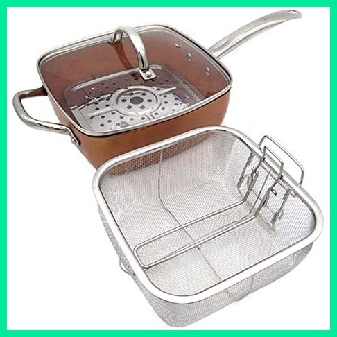 Cingo Square Copper Pan 4 Pieces Cookware Set Non-stick Frying Pan Deep ...