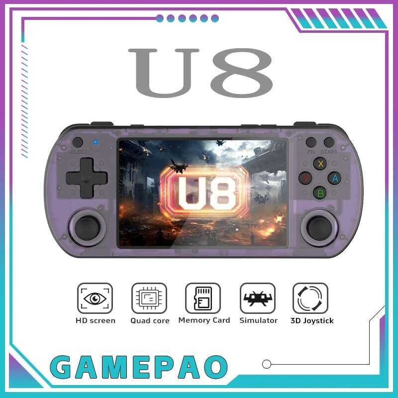 U8 Retro Handheld Game Console ux System 4.0 Inch IPS Screen R36s Pro ...