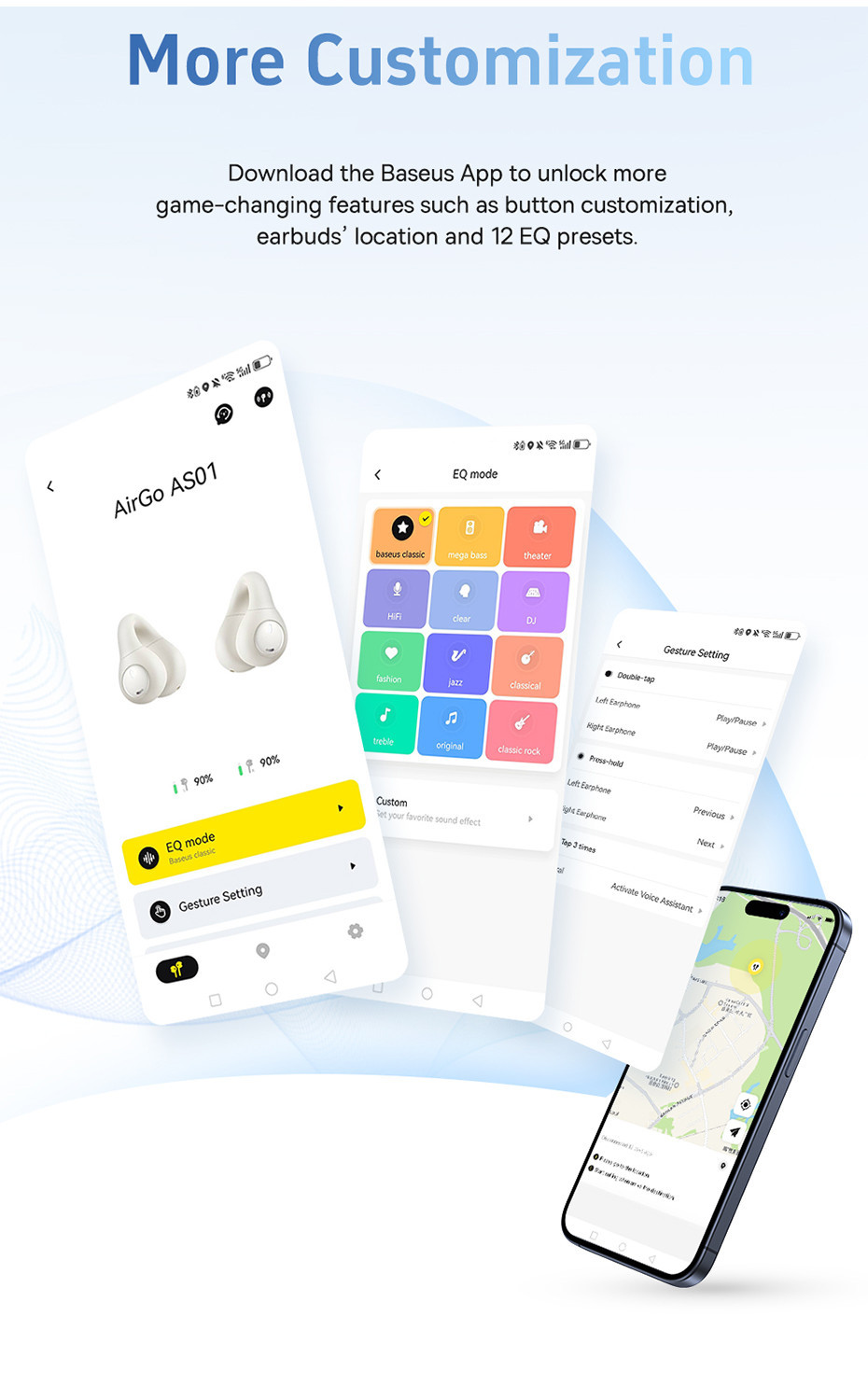 Baseus AirGo AS01 Open-Ear TWS Earbuds Wireless Earphone Bluetooth 5.3 ...