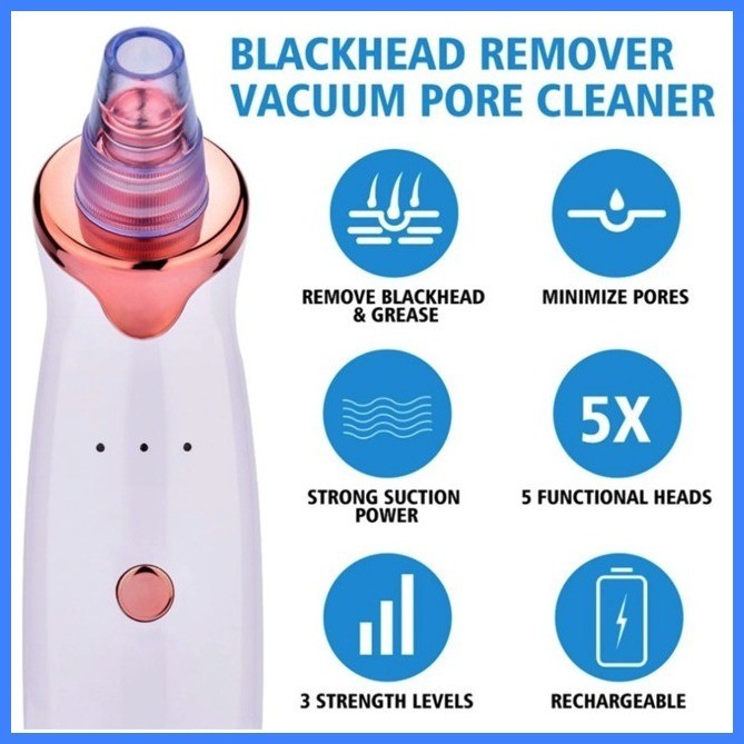 Blackhead Vacuum Pore Cleaner Acne Extractor USB Rechargeable Spot ...