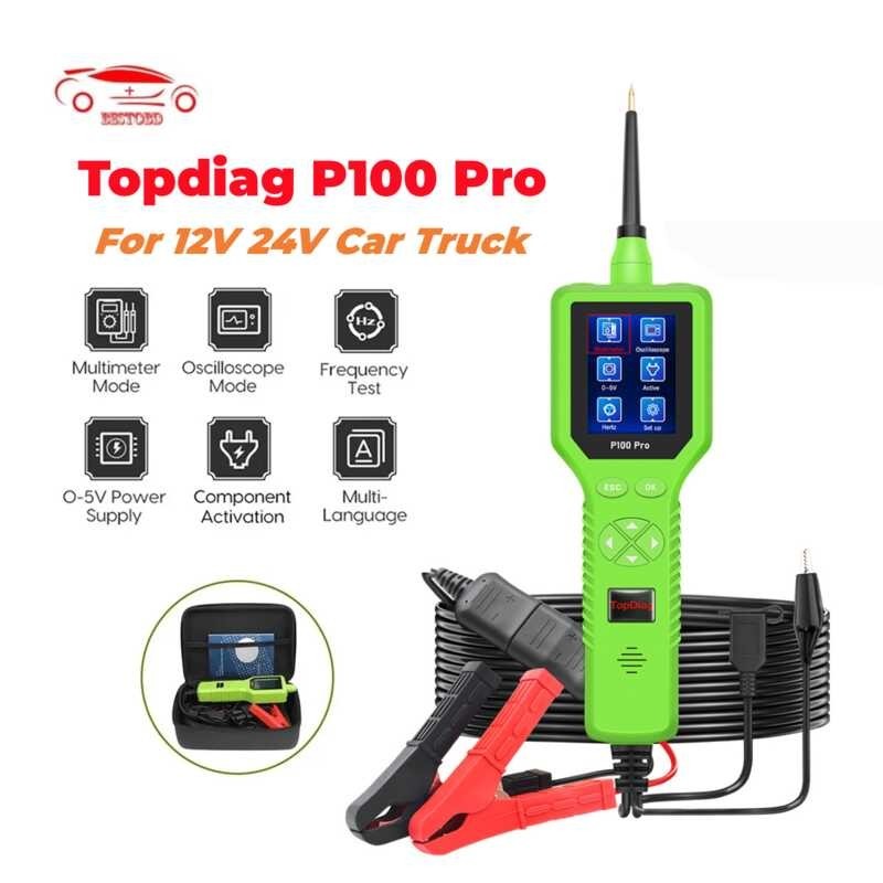 Topdiag P100 Pro Power Scan Obd2 12V/24V Truck Electrical Circuit ...