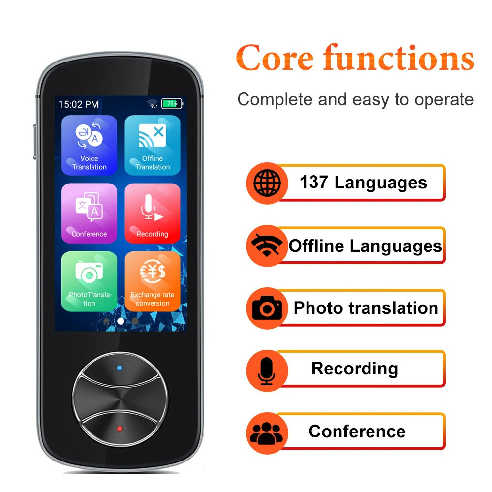 New Smart Translator Voice Multi 137 Languages Portable Audio Support 3 ...