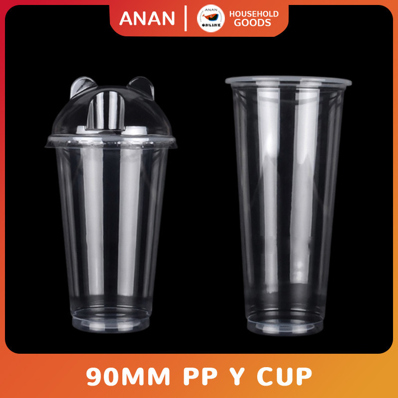 50pcs 90MM Milk Tea Cup PP Y Cup For Milk Tea Juice With Lid 360ml ...