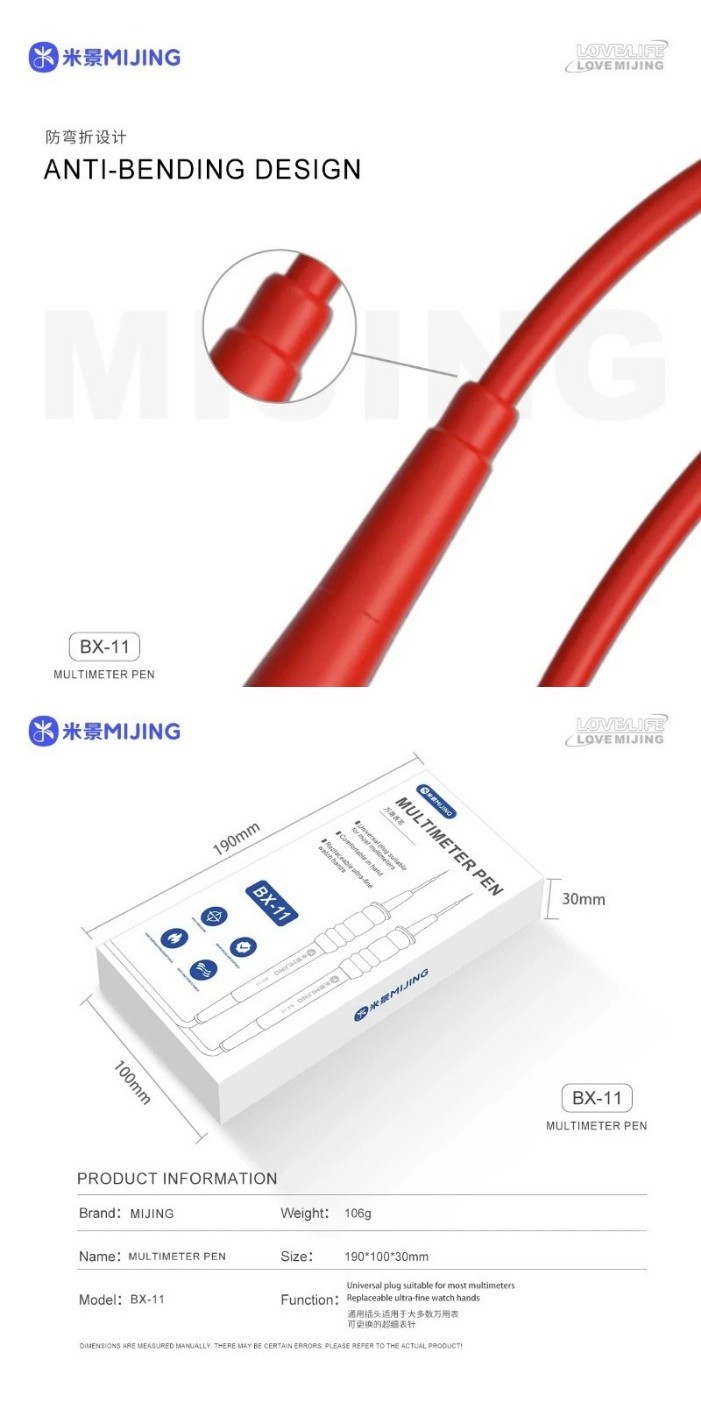 MIJING BX-11 Universal Digita Multimeter Pen Stainless Steel Multimeter ...