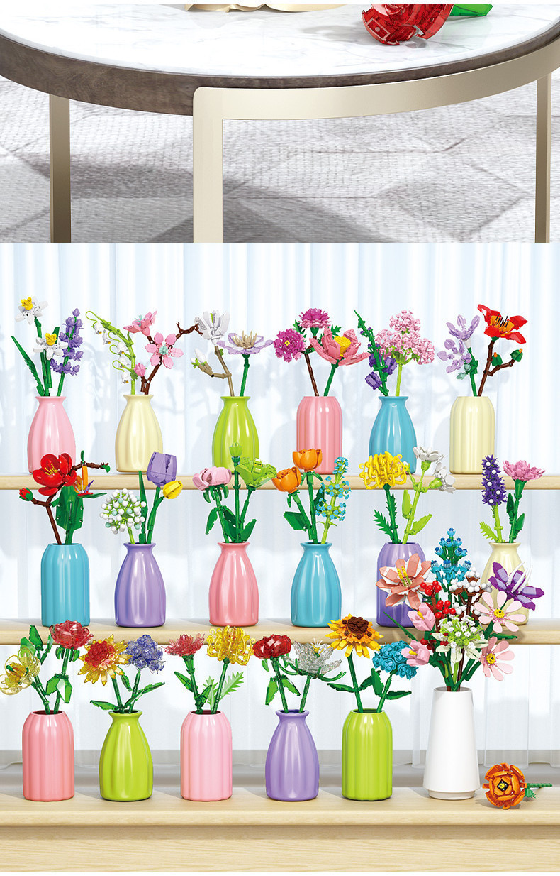 Building Flower Botanical Collection Modular Buildings Ornament Girl ...