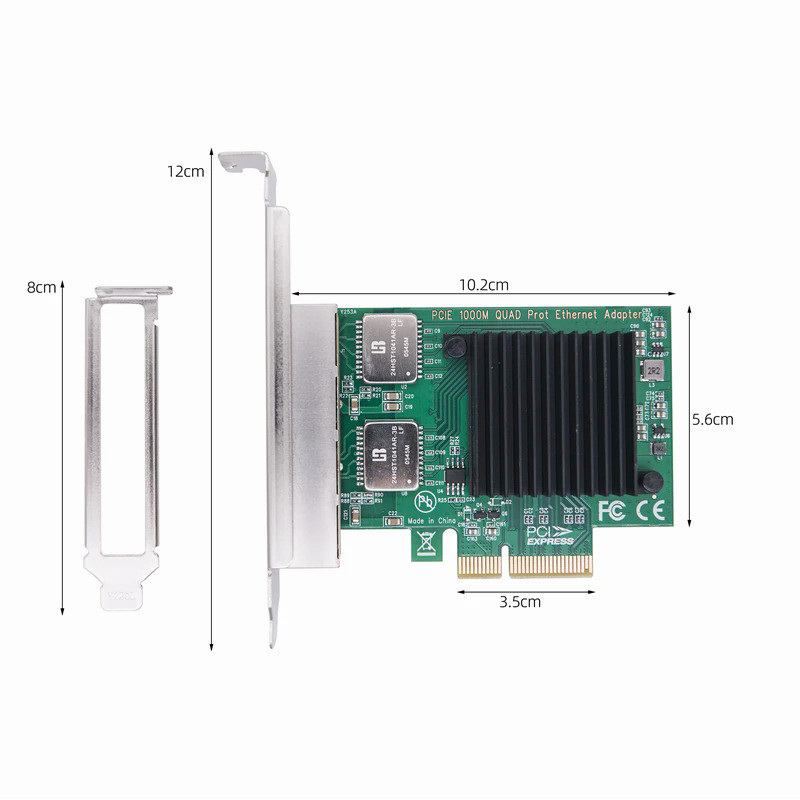 4Port Network Card I350-T4V2 I350AM4 Chip PCI Express X4 to Quad RJ45 ...