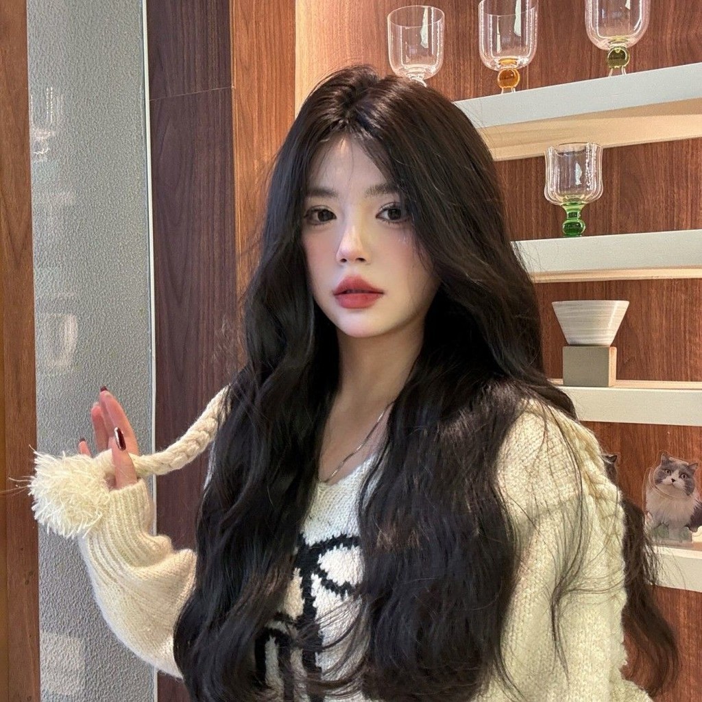 Wig Female Mid-point Wool Curly Long Curly Hair Wavy Fluffy Natural ...