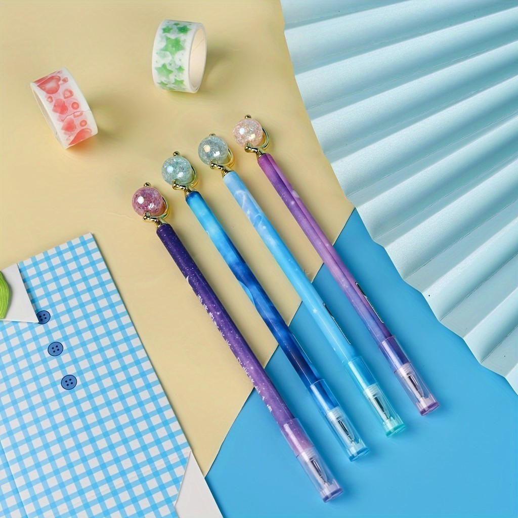 4pcs/Set Dreamy Starry Glass Planet Black Ink Gel Pens 0.5mm Back to ...