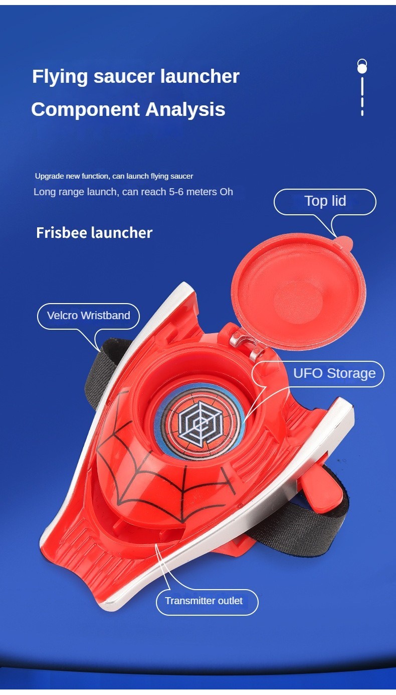 Superhero spiderman flying saucer launcher web shooter wrist launcher ...