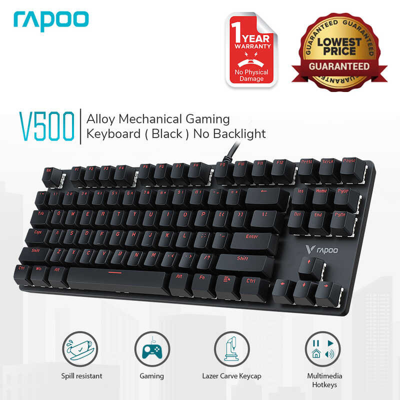Rapoo V500 Alloy Blue Switch Mechanical Lifecycle:50 Million Key-press ...