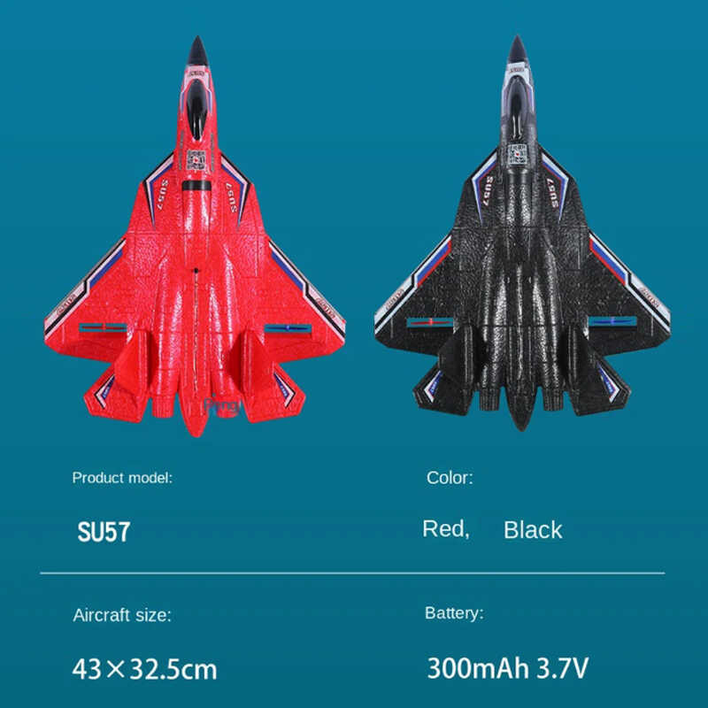 Д RC Plane Su-57 Na May Led Light 2.4G Electric Remote Control Glider ...