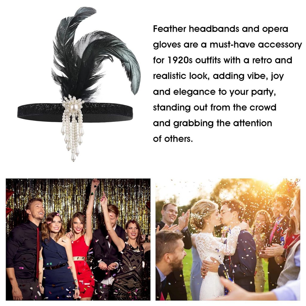 3Pcs/Set Gatsby Costume Kit 1920s Cosplay Feather Headpiece Party ...