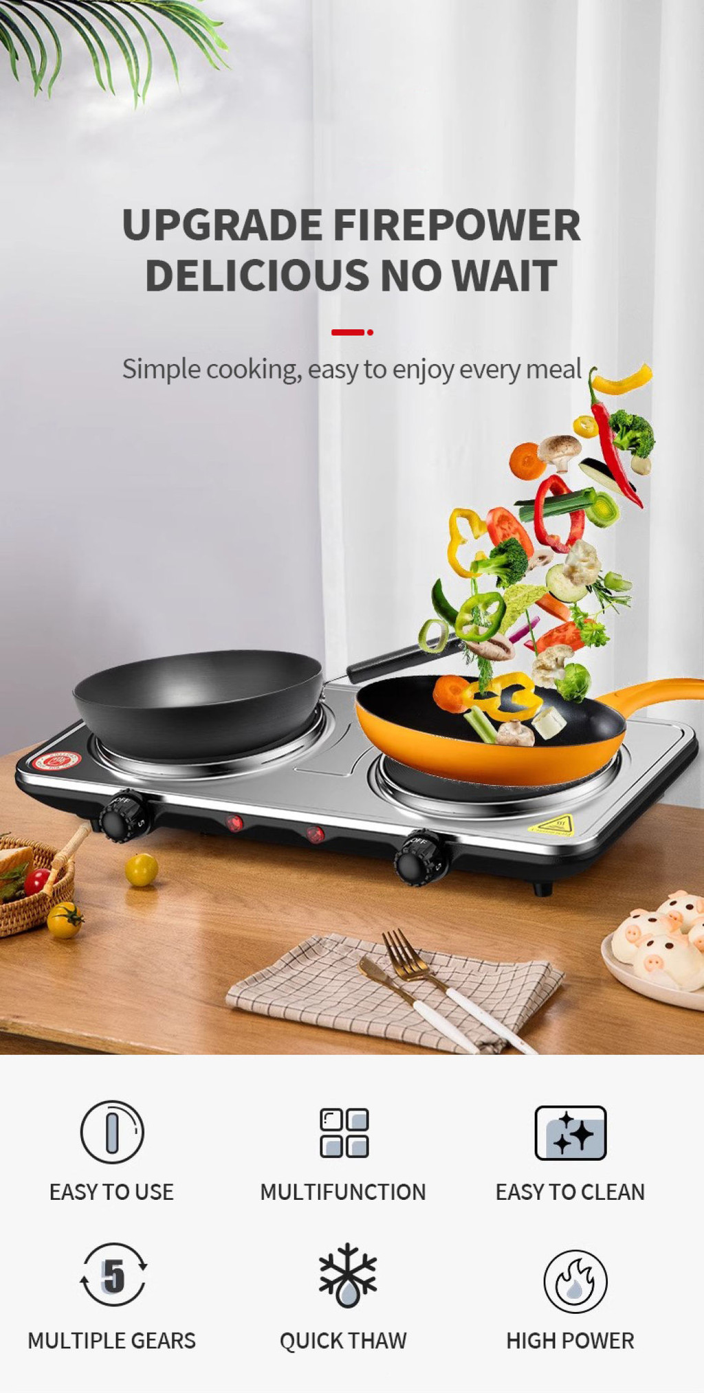 LUXU 2000W Electric Stove Double Hot Plate Electric Cooking Stove ...