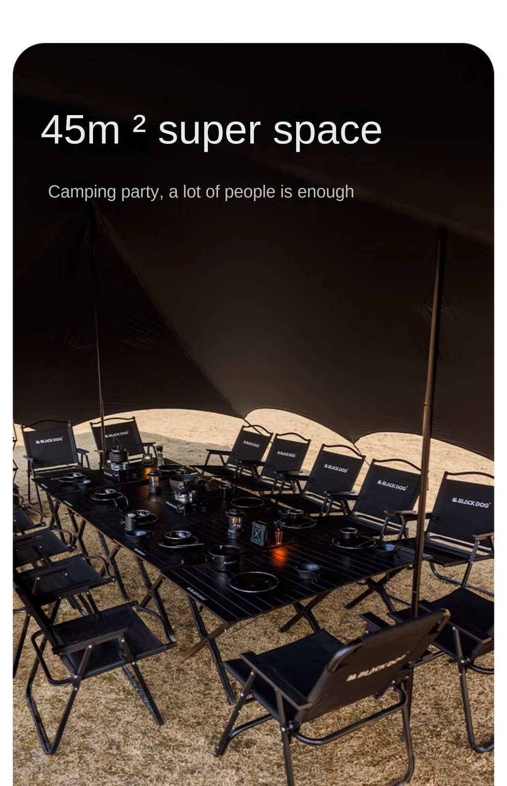 BLACKDOG CLOUD SHADE Canopy Tarp Black 80m² Extra Large Gathering ...