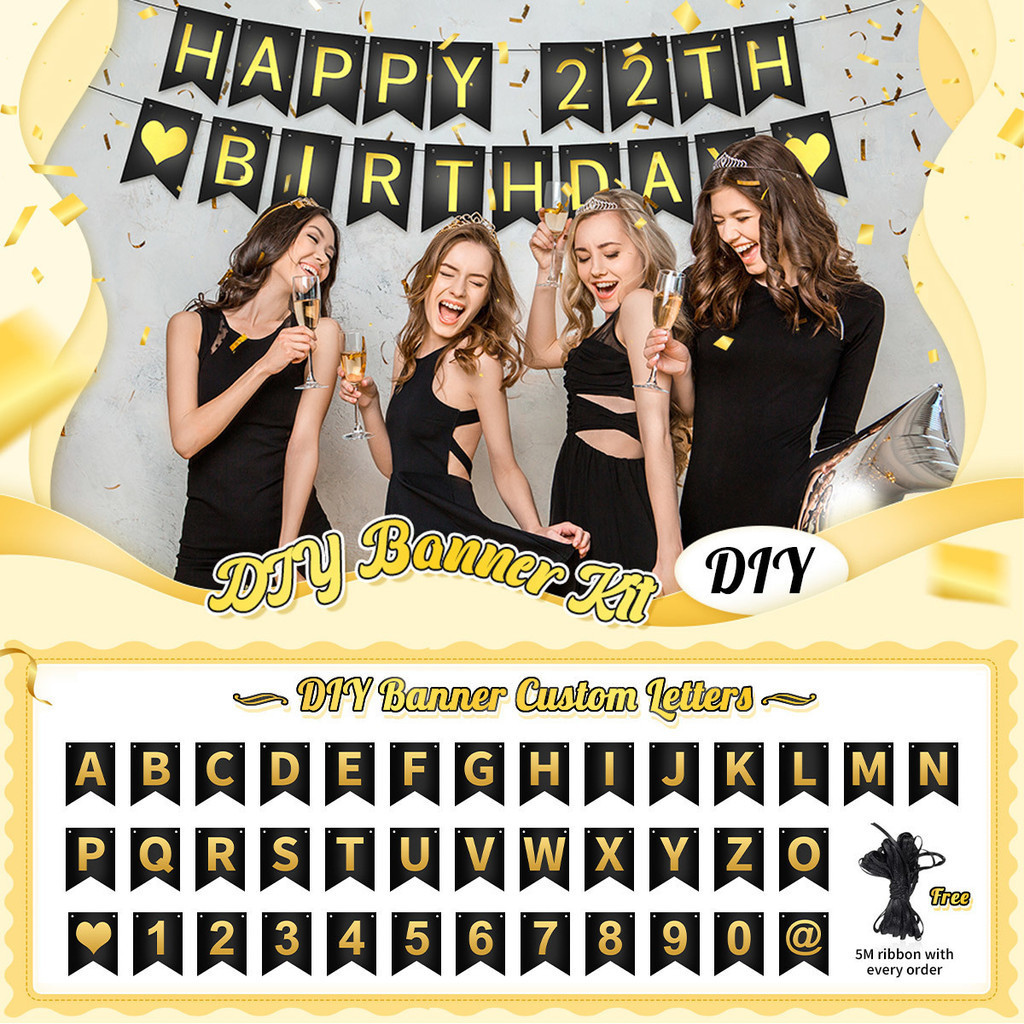 Personalized Banner Name Black Letter Banners Customized DIY Letter ...