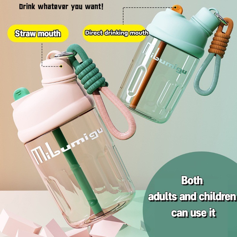 650ml Portable Water Cup Double Drinking Water Bottle With Straw PCTG ...
