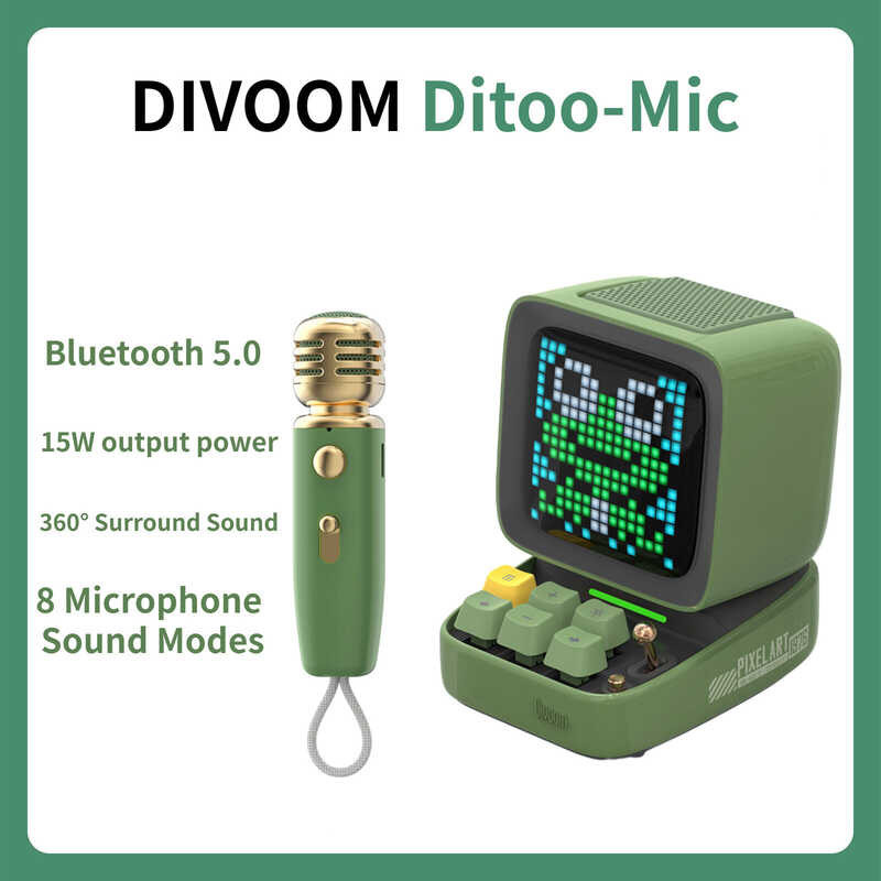 Orihinal Divoom Ditoo Mic Pixel Art Portable Speaker para sa PC na may ...