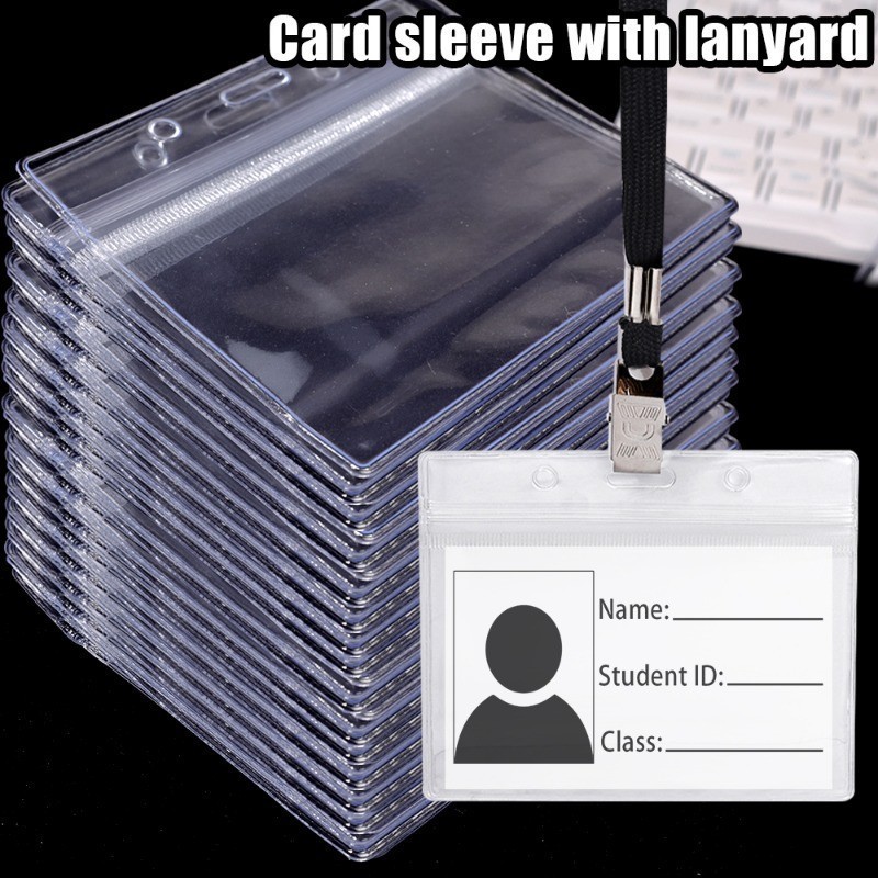5Pcs/Lot Horizontal ID Name Tag Badge Holders With Lanyards ...