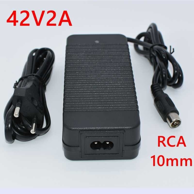 36V Charger RCA 10mm Plug Lotus Connector Output 42V 2A Electric Bike ...