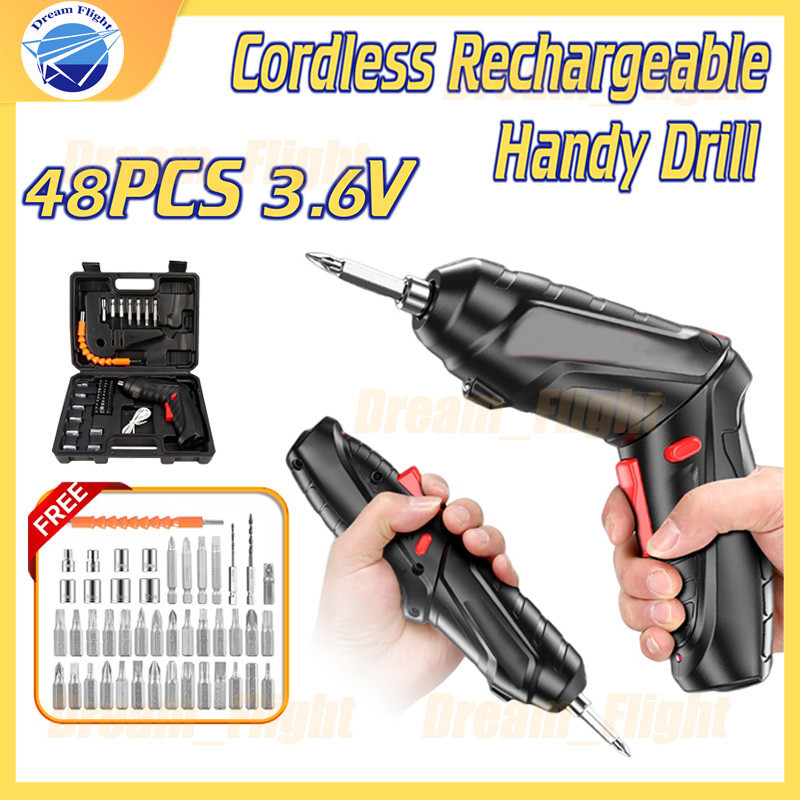 48PCS 3.6V Cordless Rechargeable Handy Drill Screwdriver Electric ...