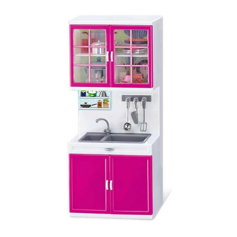 Single-Attached Mini Kitchen Pretend Play Cooking Set gamit ang Cabinet ...