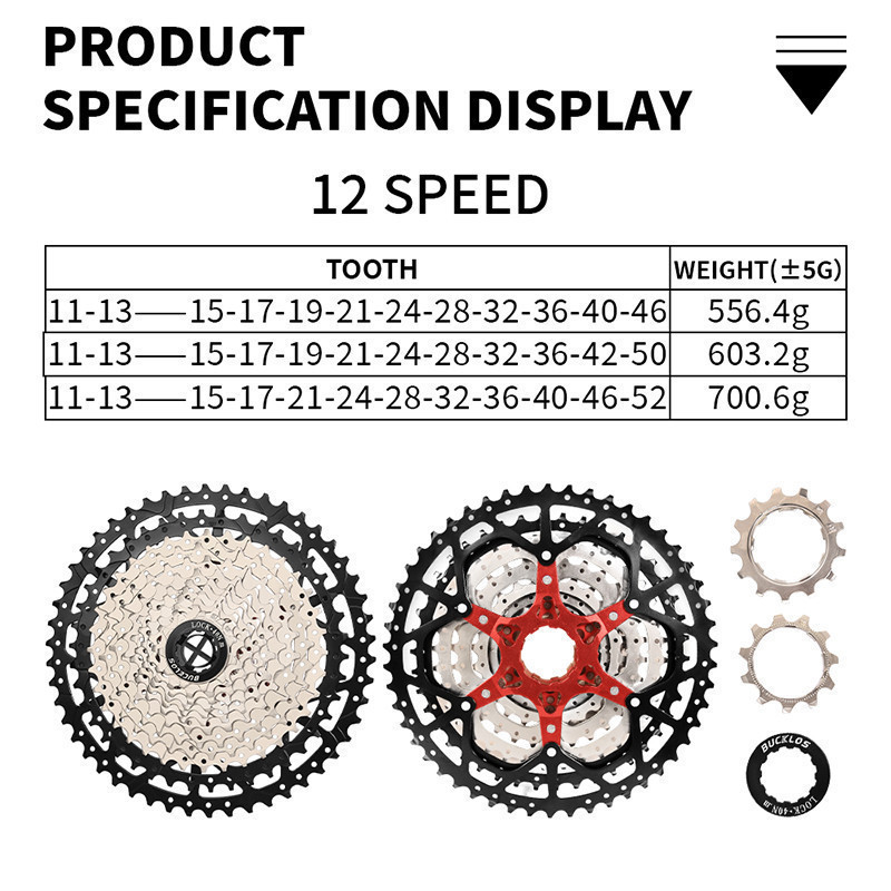 BUCKLOS MTB Cassette Cogs Road Bike Cogs 8/9/10/11/12 Speed Freewheel ...