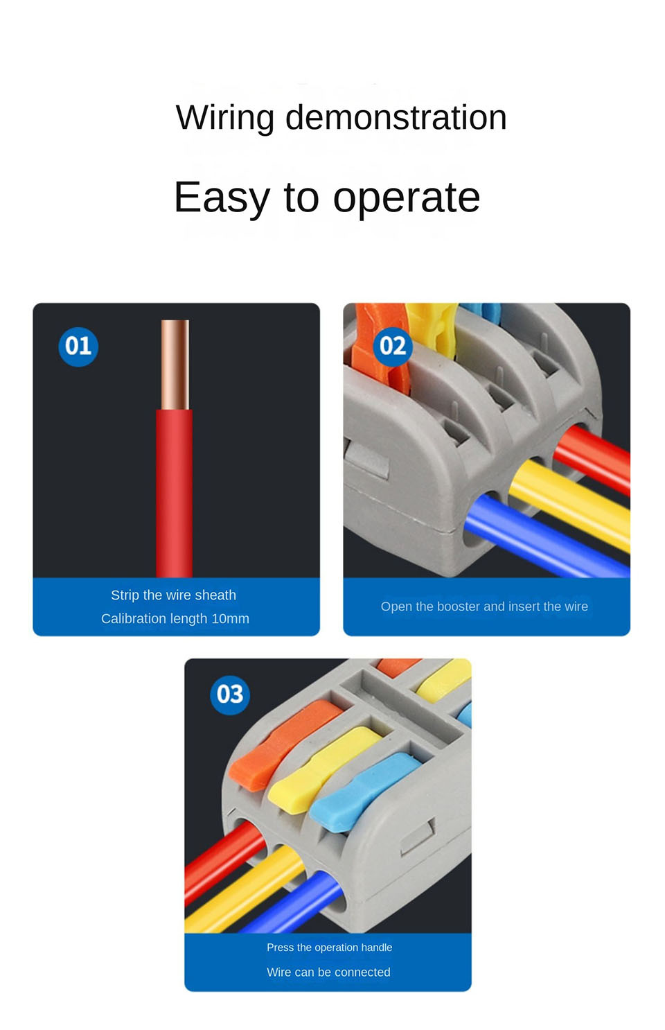 Mini Wire Connectors 2/3 Pin Push-in Spring Splicing terminal Universal ...