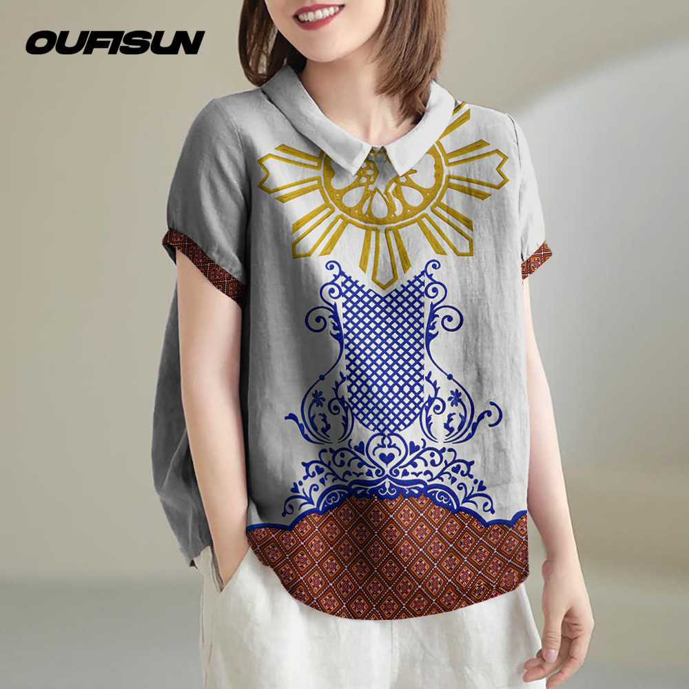 Asean Attire For Women 2025 Cotton Shirts For Women Shirt Barong ...