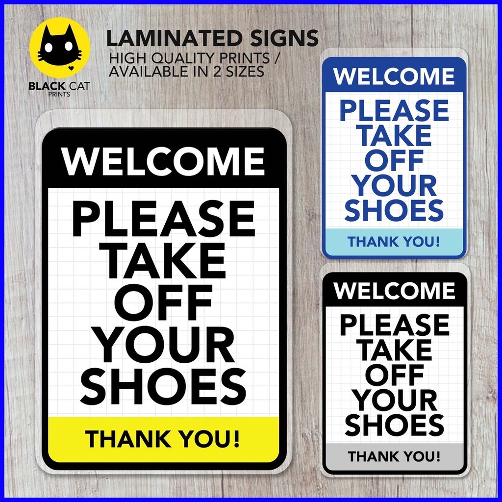 ♟ Please Take Off Your Shoes / Footwear Sign | Laminated Signage | Sign ...