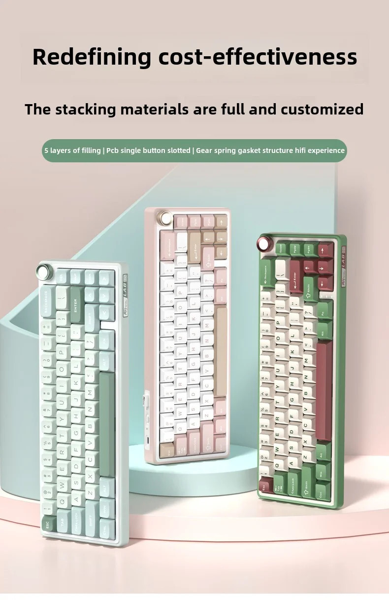 RK R65 3mode Wireless Customized Mechanical Keyboard 65% Layout with ...