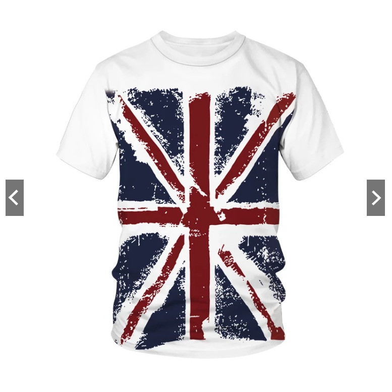 2024 Men'S British Flag T Shirts Short Sleeve Slim Fit Lycra V-Neck ...