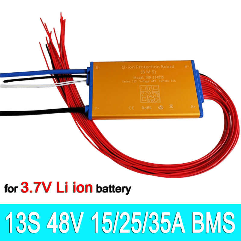 13S 48V 15A 25A 35A Li-ion BMS PCM PCB with Balance Temperature Protection & on/off Switch ...