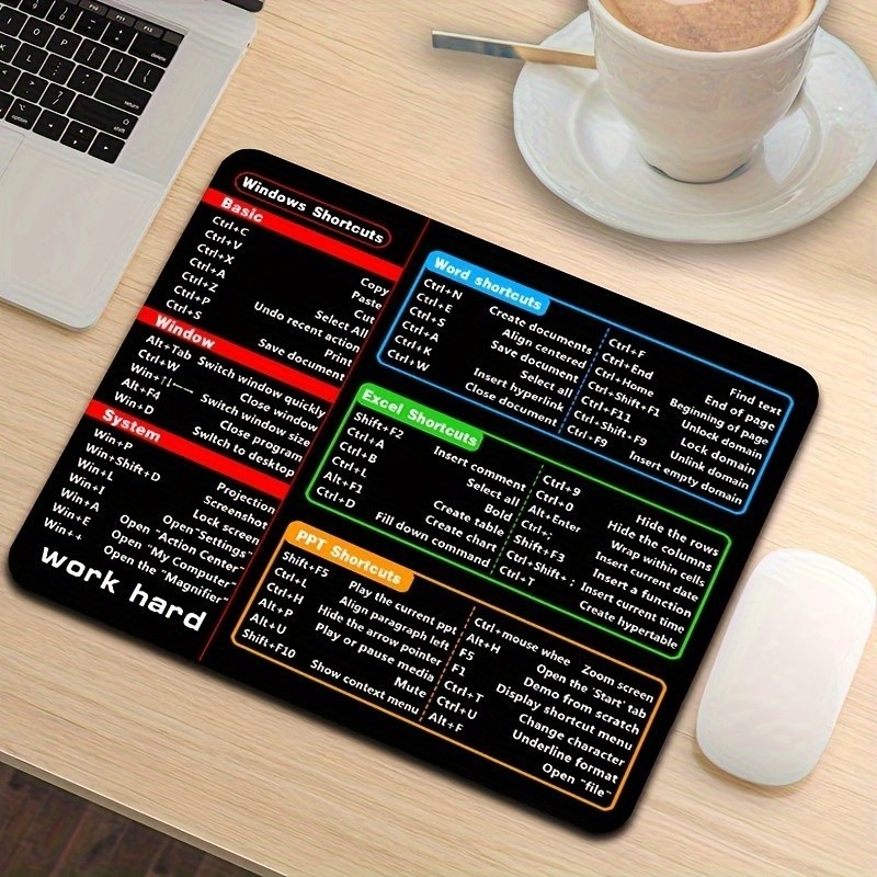 Windows Shortcut Mouse Pad Computer Function Shortcut Mouse Pad Non Slip Rubber Mouse Pad 