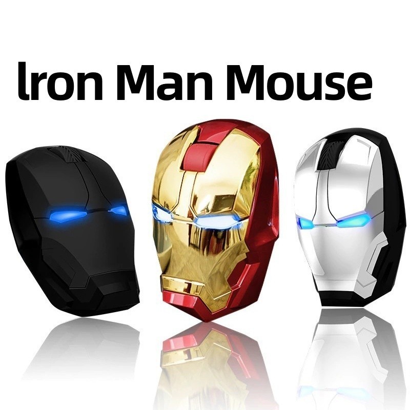 Super Hero Computer Mouse Iron Man Shaped Led Battery Powered Ergonomic ...