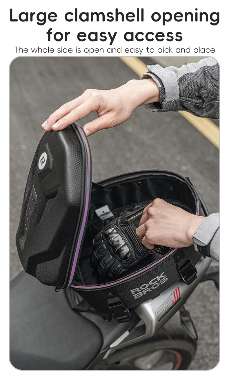 ROCKBROS Motorcycle Hard Shell Rear Seat Bag 12.5L Big Capacity ...