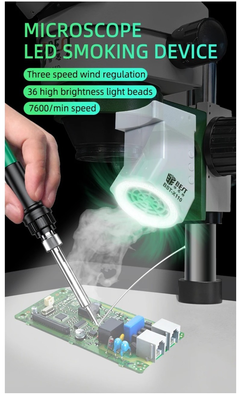 BEST X110 Microscope LED Lighting Smoker Adjustable Wind Speed with ...