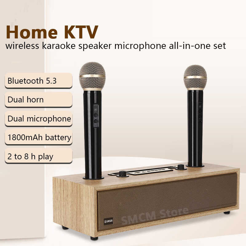 Retro Wood Bluetooth Speaker Home Theater KTV Soundbar Dual Wireless ...