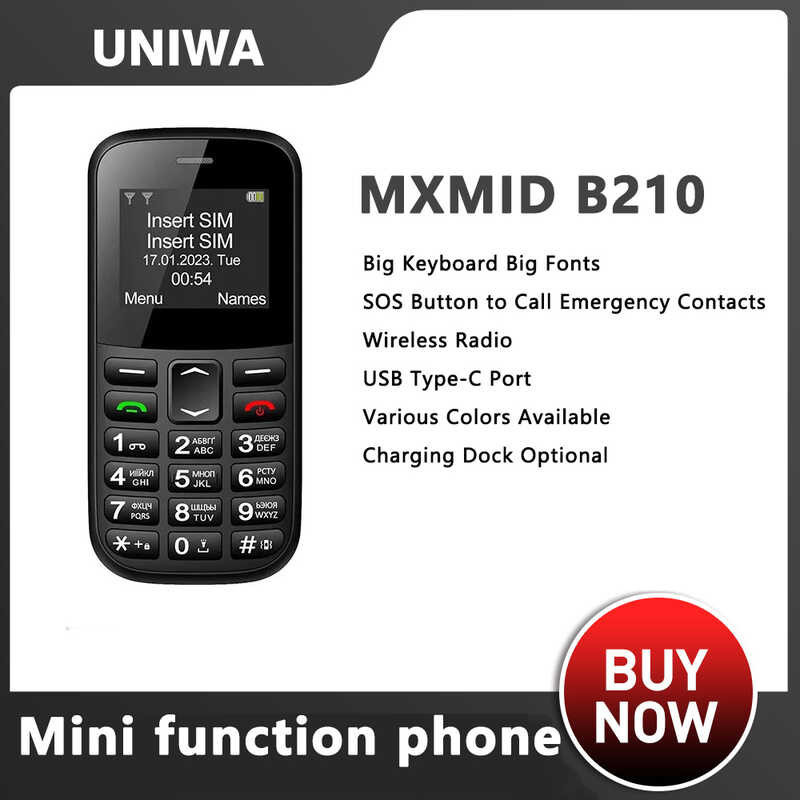 UNIWA MXMID B210 2G GSM Feature Phone Keyboard Big Fonts For Elderly ...