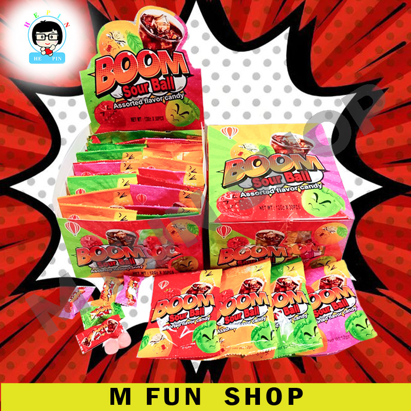 30Pcs Boom Sour Ball Assorted Flavor Candy Gula-Gula Masam Perisa Buah ...