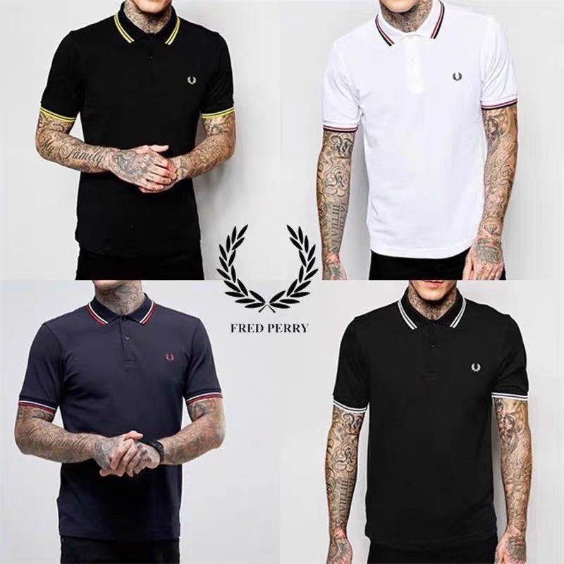 2024_Fred Perry Men's POLO Shirt Summer Casual Lapel Striped Short ...