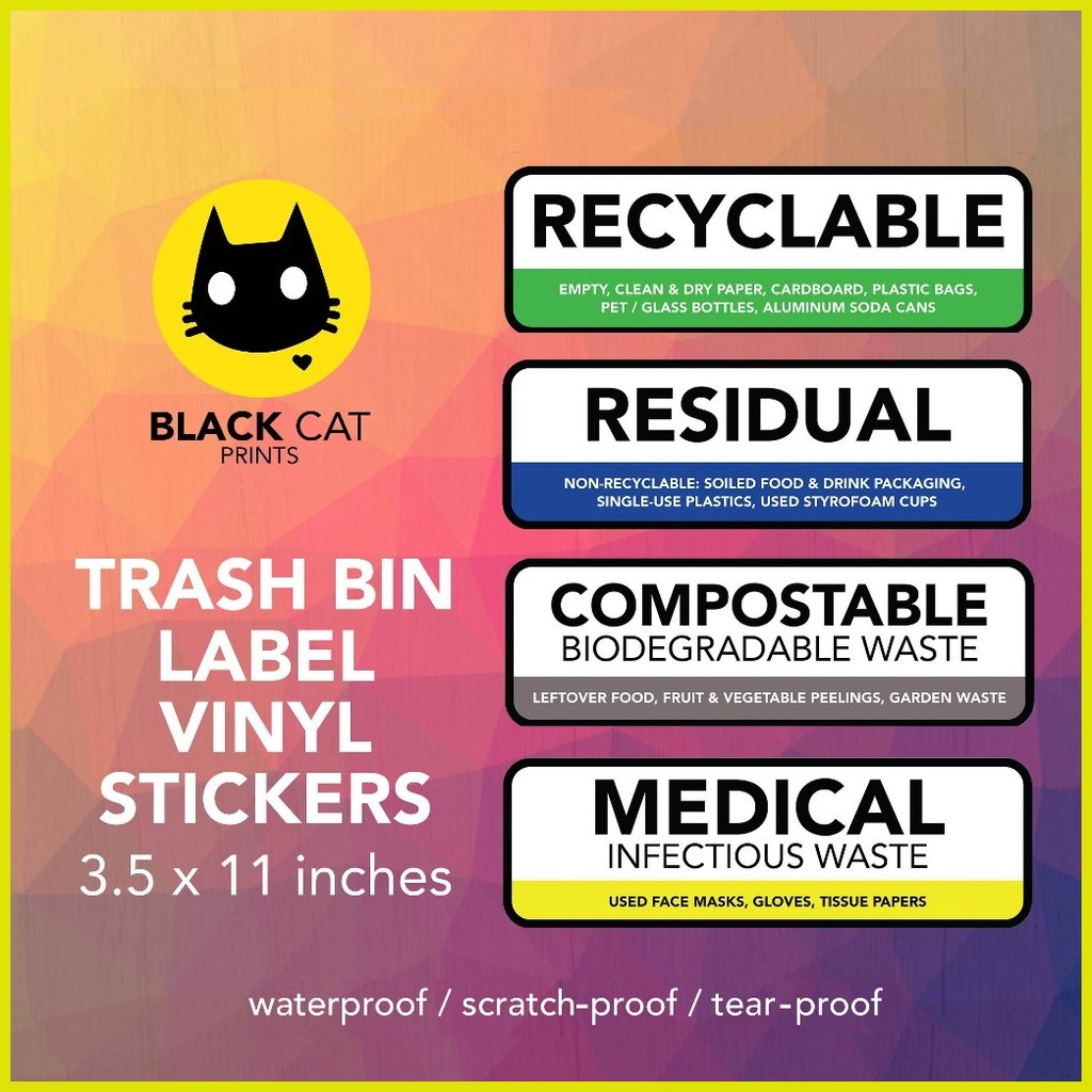 ⚾︎ ♠ Stickers / Trash Bin Label Vinyl Stickers / Waste Segregation ...