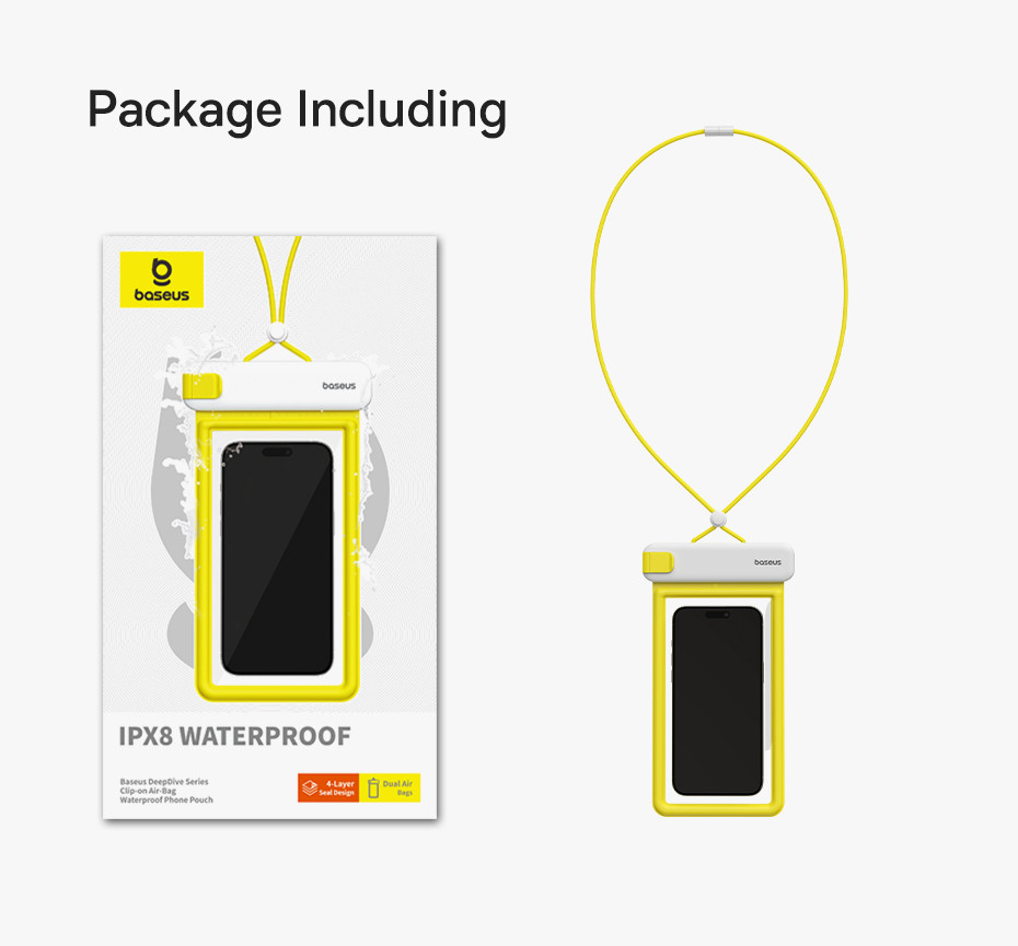 Baseus IPX8 Waterproof Phone Diving Pouch Clip-On Beach Bag With 4 ...