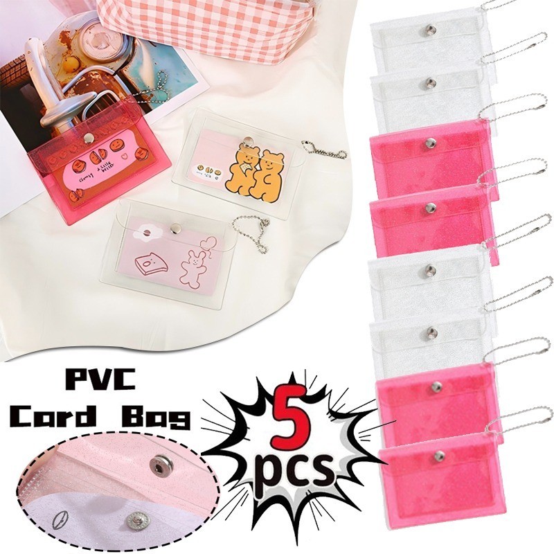 1/3/5Pcs Transparent Waterproof PVC Card Bags / Portable Travel Card ...
