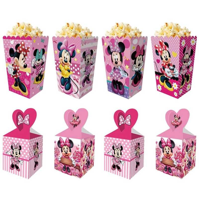 12Pcs Minnie Mouse Popcorn Candy Boxes Baby Minnie Biscuit Chocolate ...
