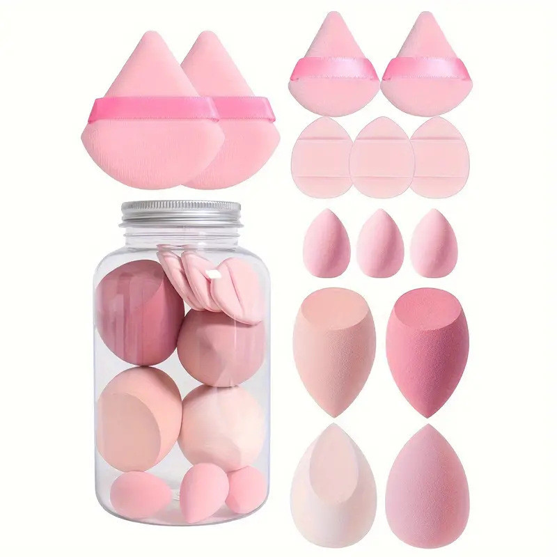 14-piece Powder Puff Set in A Drift Bottle, Beauty Egg, Thumb Powder ...