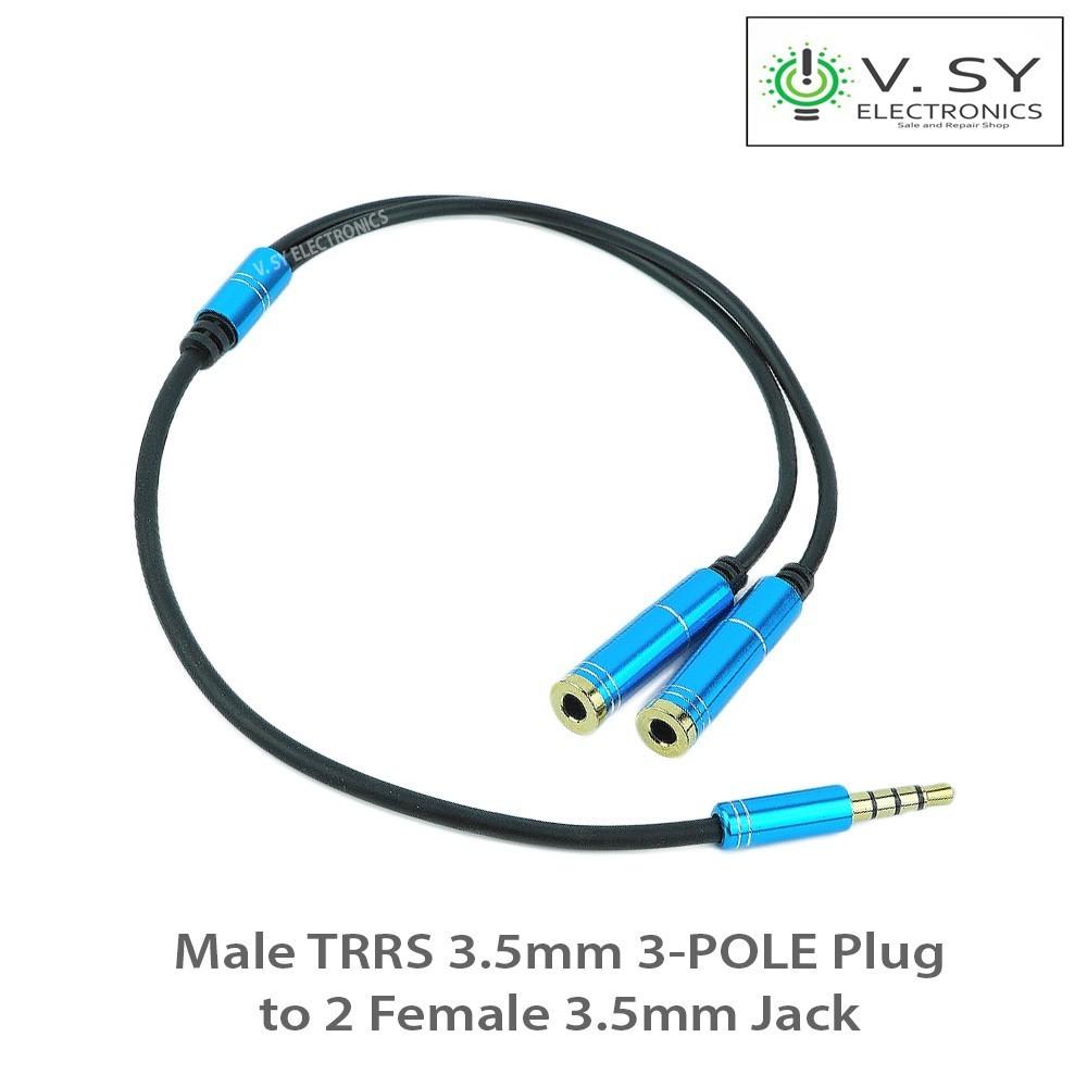 30cm Male 3.5mm 3 Pole TRRS Plug to 2 Female 3.5mm TRS Jack Headphone ...