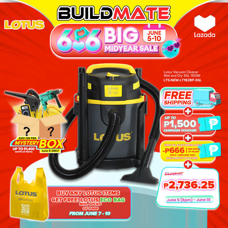 BUILDMATE Lotus Vacuum Cleaner Wet and Dry 3GL 1100W 4L 1000W for Dust ...